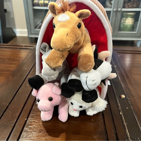 Unipak | Toys | Plush Unipak Farm Animal Set With Barn Farm Horse Cow ...